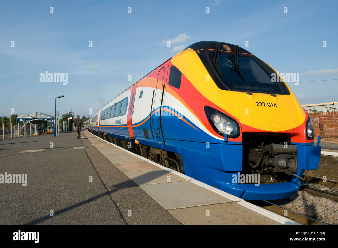 Class 222 Meridian train in East Midlands Train livery waiting at a ...