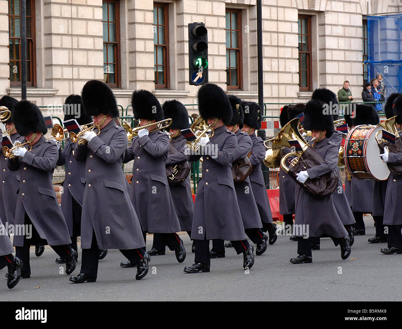 Grenadier Guardsmen band play ww1 songs as they march in the London ...