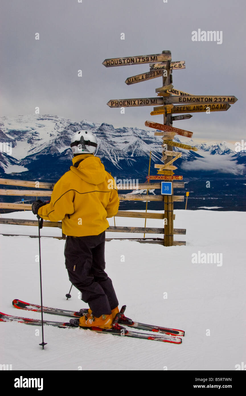 Directions and distance sign, Lake Louise Mountain Resort, Lake Louise ...