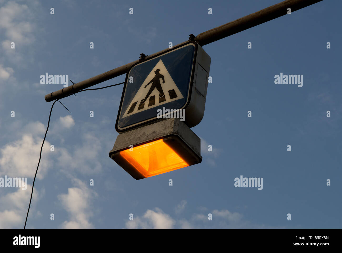 Overhead lighting over a pedestrian road crossing, Leichlingen, North ...