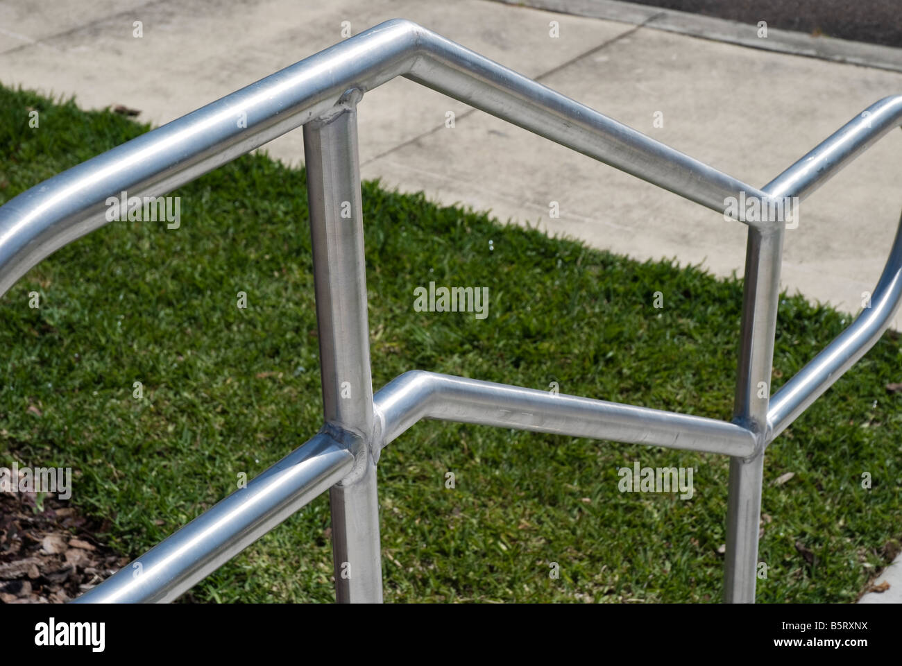aluminum hand railing in new shopping center North Florida Stock Photo ...
