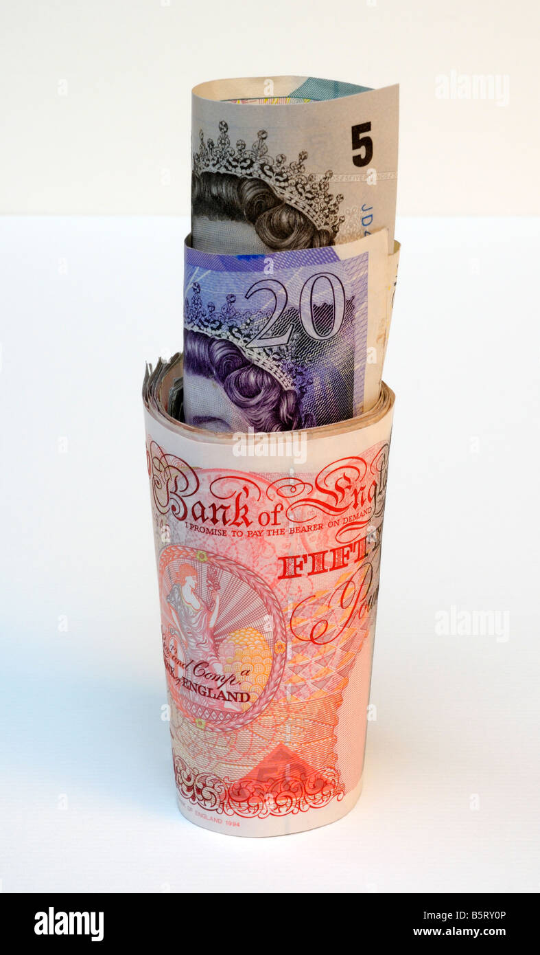 Roll fifty pound notes hi-res stock photography and images - Alamy