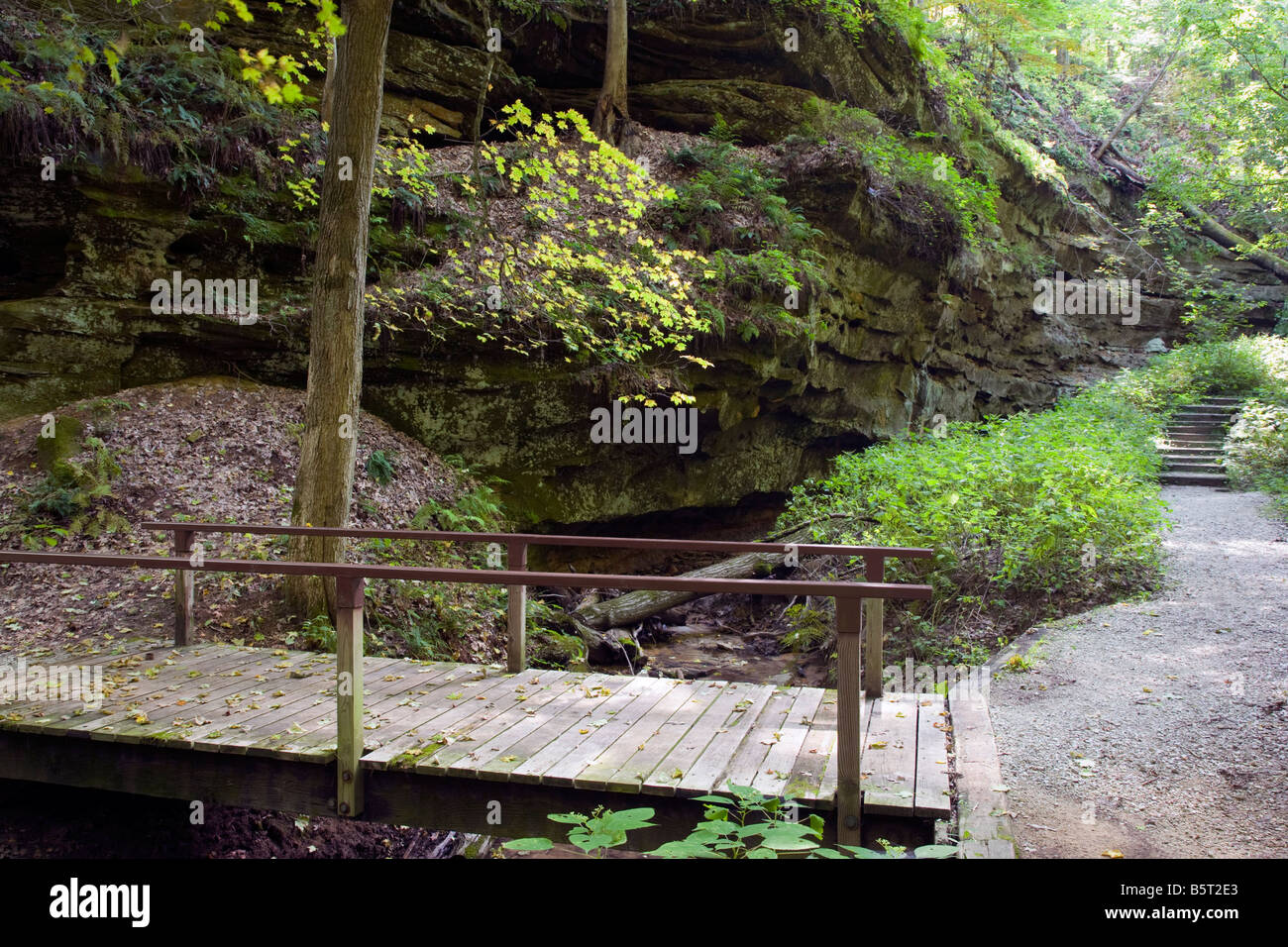 trail bridge, Wildcat Den State Park, Muscatine County, Iowa Stock ...