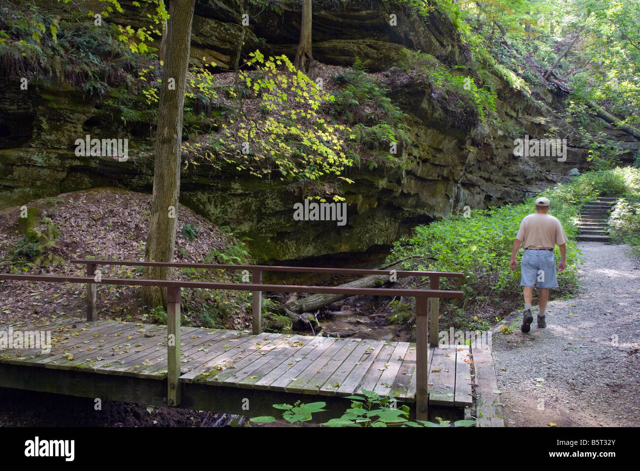 hiker on trail, Wildcat Den State Park, Muscatine County, Iowa Stock ...
