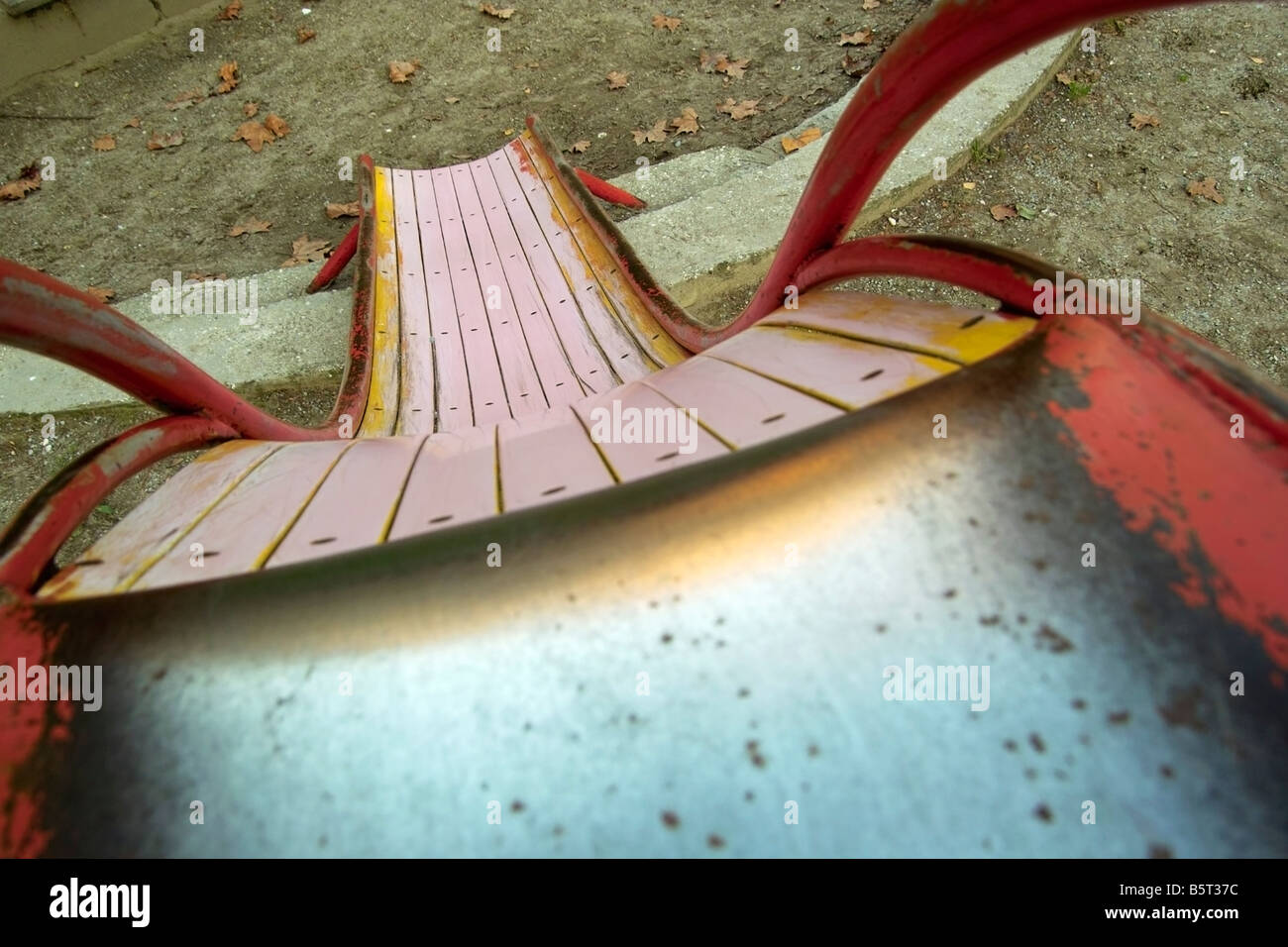 upside down view of a slide toboggan on a playground Stock Photo - Alamy
