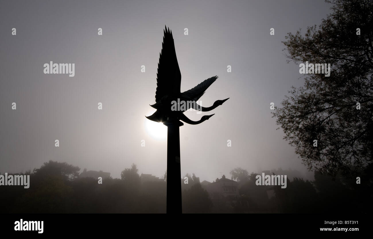 Metal sculpture of Swams in flight by Walenty Pytel in Ross On Wye ...