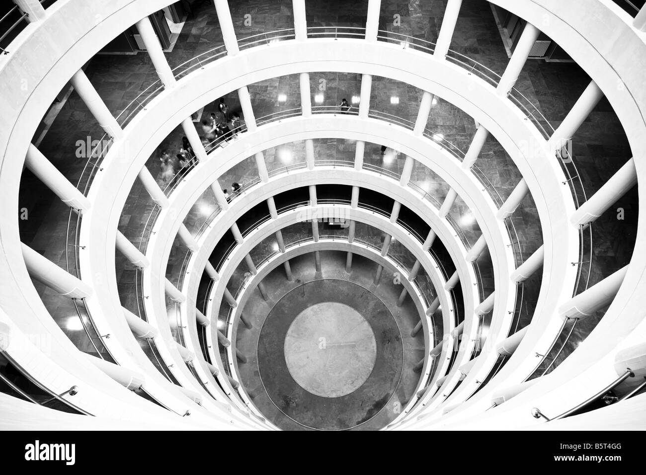 Circular interior building high contrasted black and white Stock Photo ...