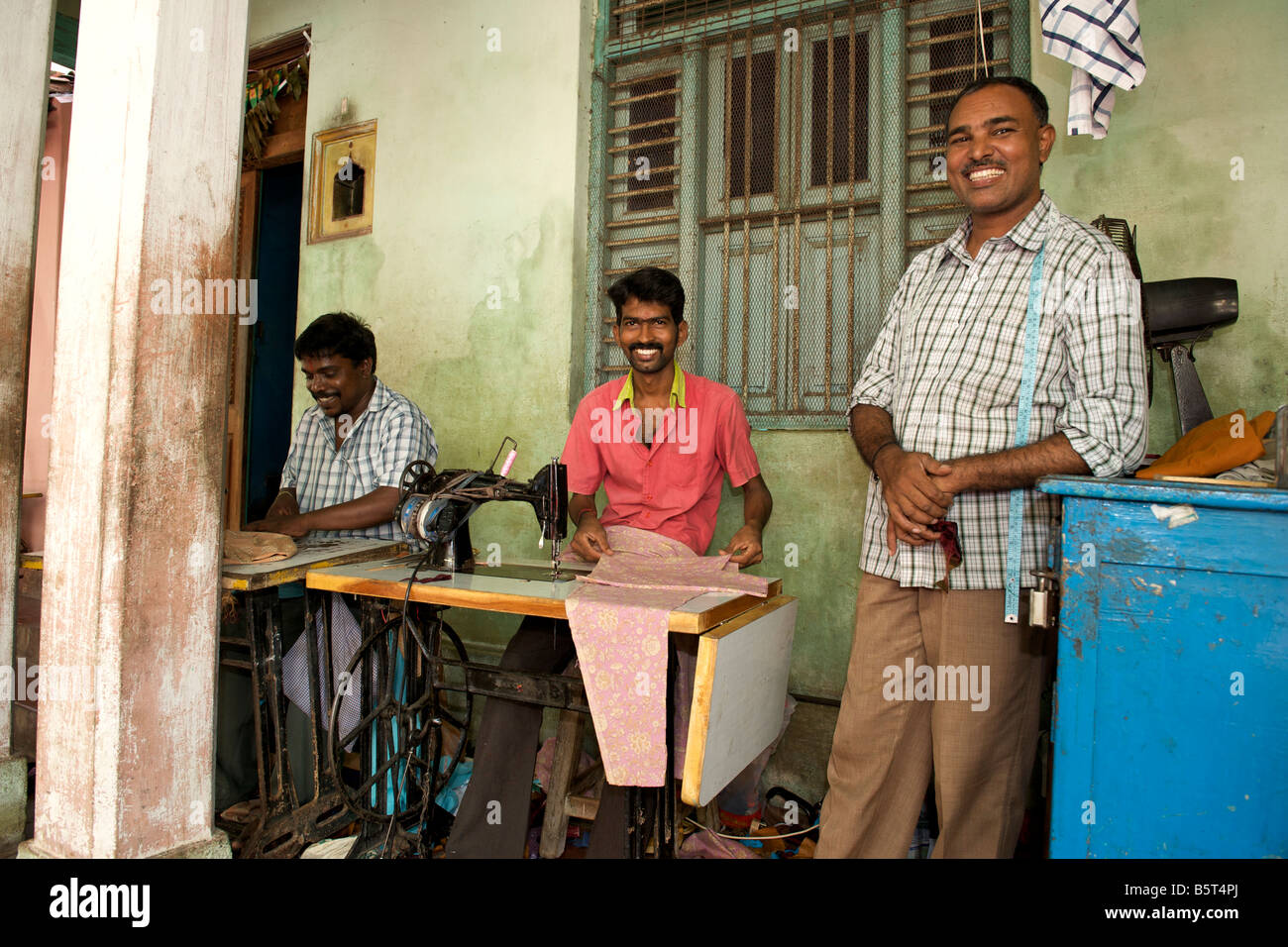 Men sewing in Pondicherry India Stock Photo - Alamy