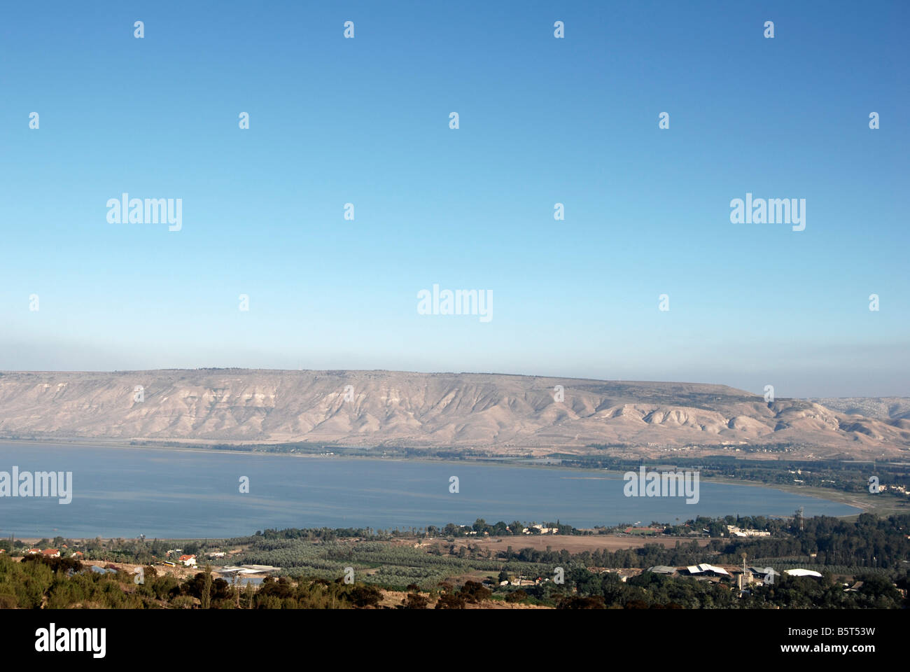 Israel Galilee a panoramic view of the Sea of Galilee The Golan Heights ...