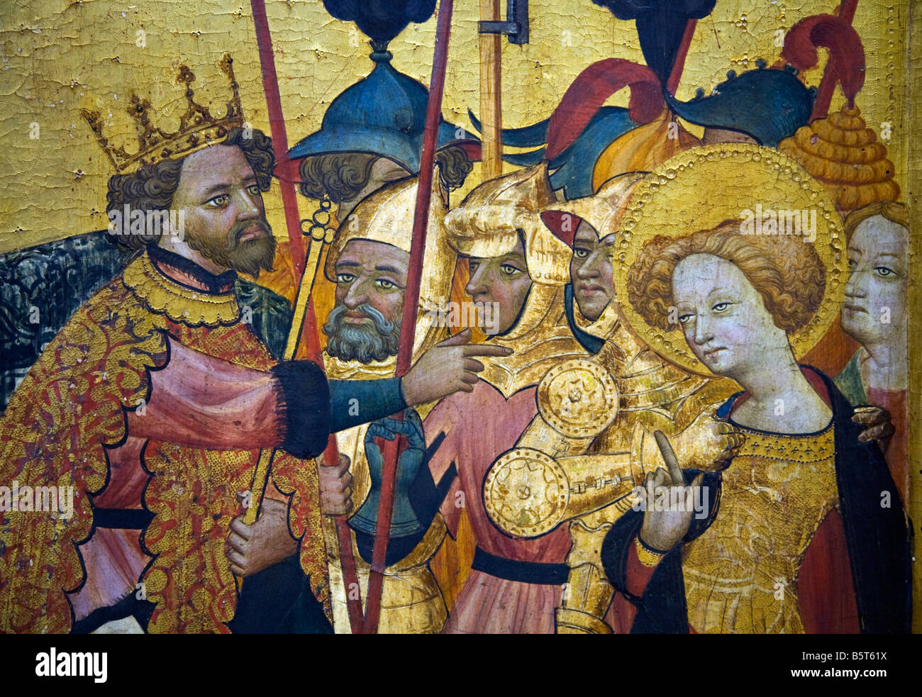 Detail of St Ursula Before the King of the Huns 14th century altarpiece ...