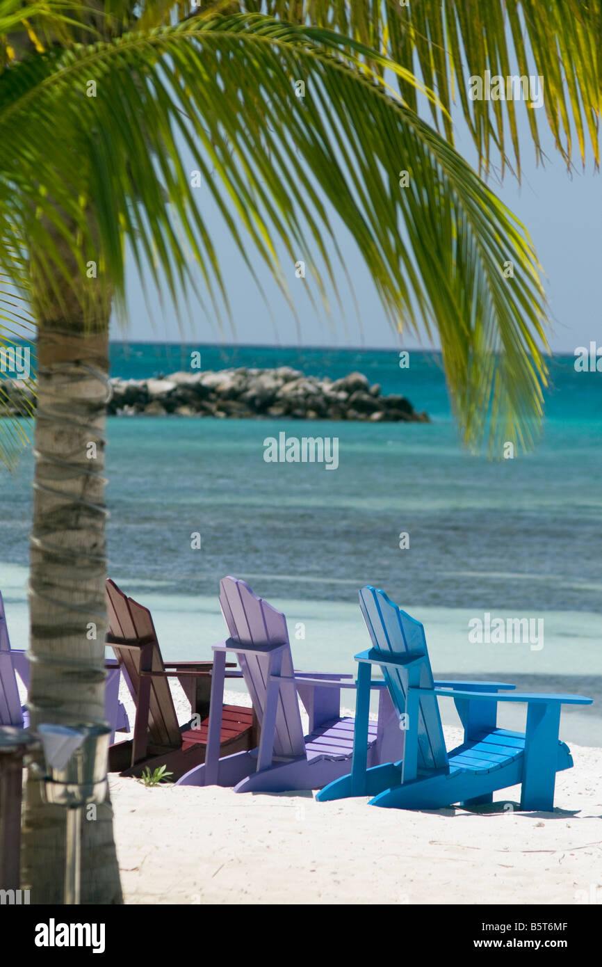 beach chairs overlooking Caribbean beach and sea Stock Photo - Alamy