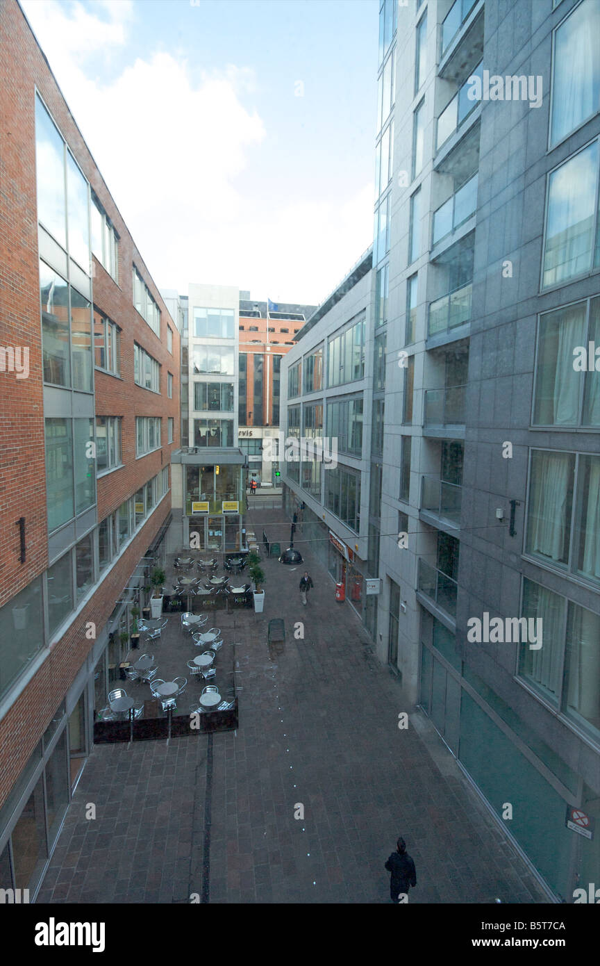 Millennium Walkway pedestrian street in central Dublin, Ireland, with ...