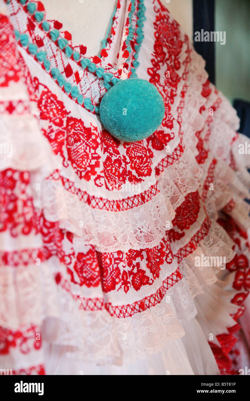 Detailed view of a Panamanian pollera on exhibition Stock Photo - Alamy