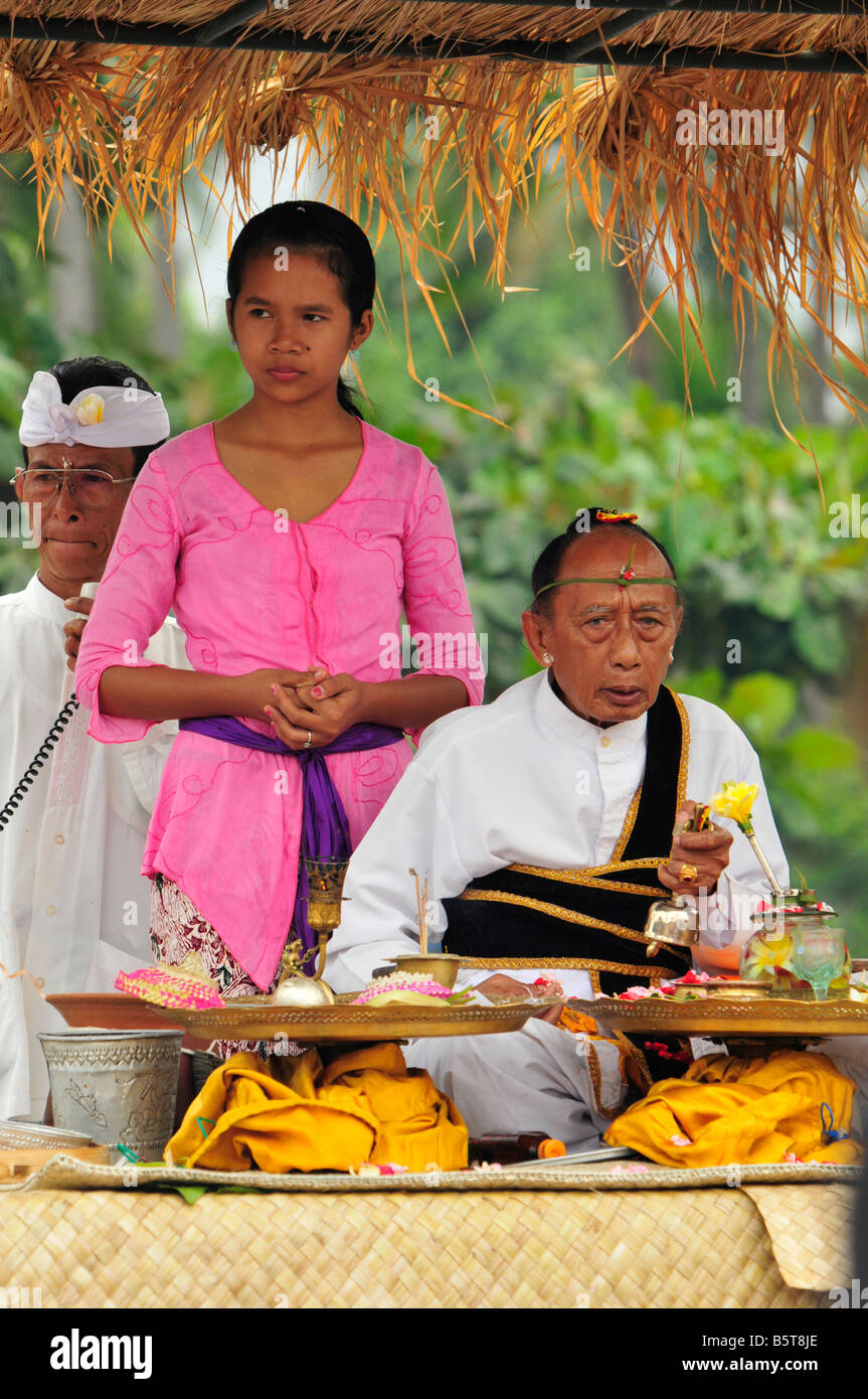 Monku is ritualising at cremation ceremony, Bali,Indonesia Stock Photo ...