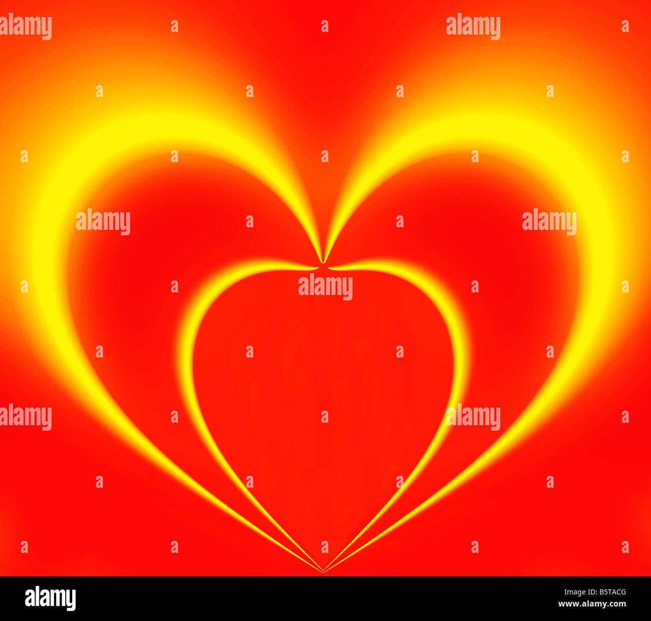 Figures of two hearts nested The red background to the text Stock Photo ...