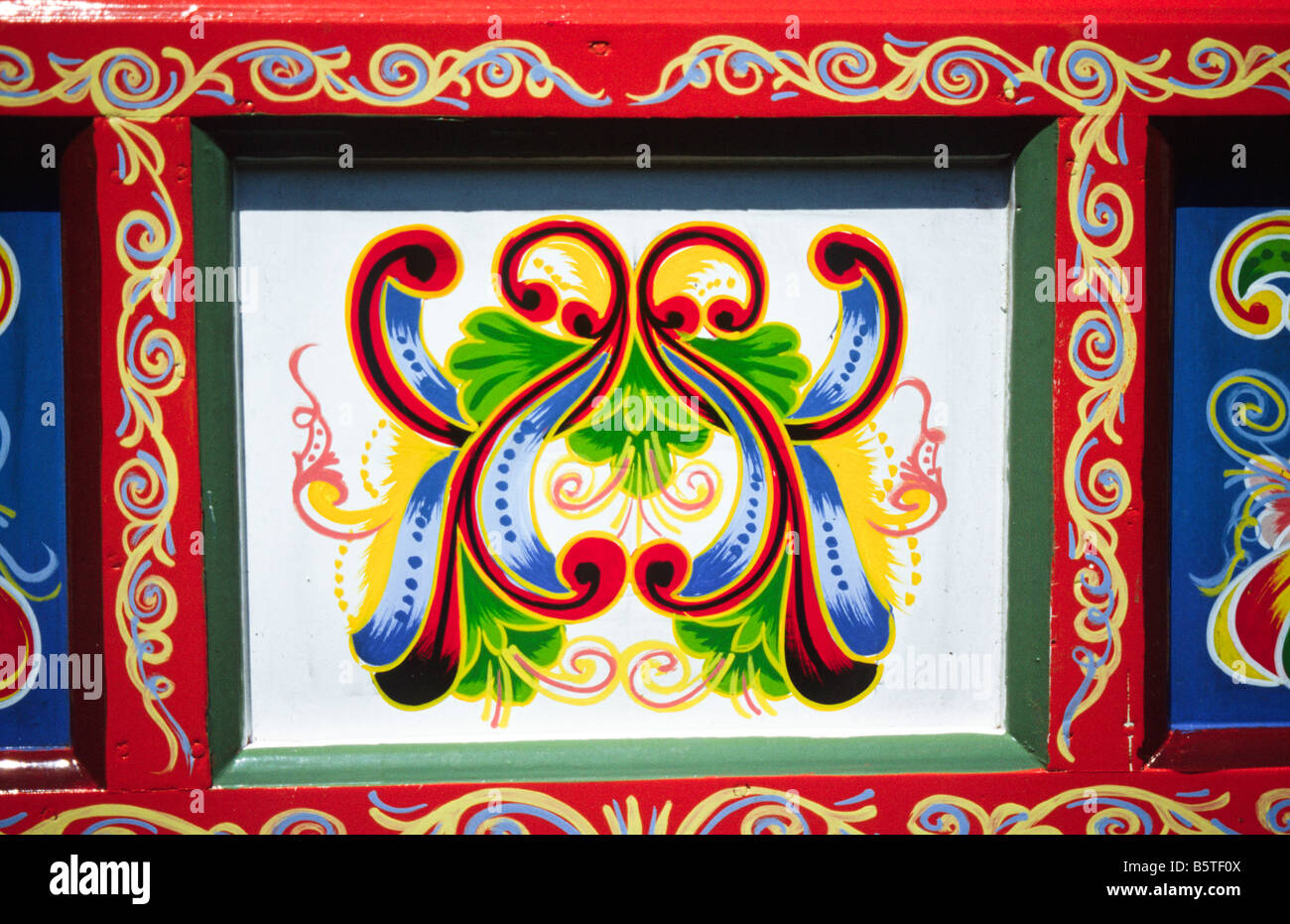 Detail of a painted ox cart in the village of Sarchi Costa Rica Central ...