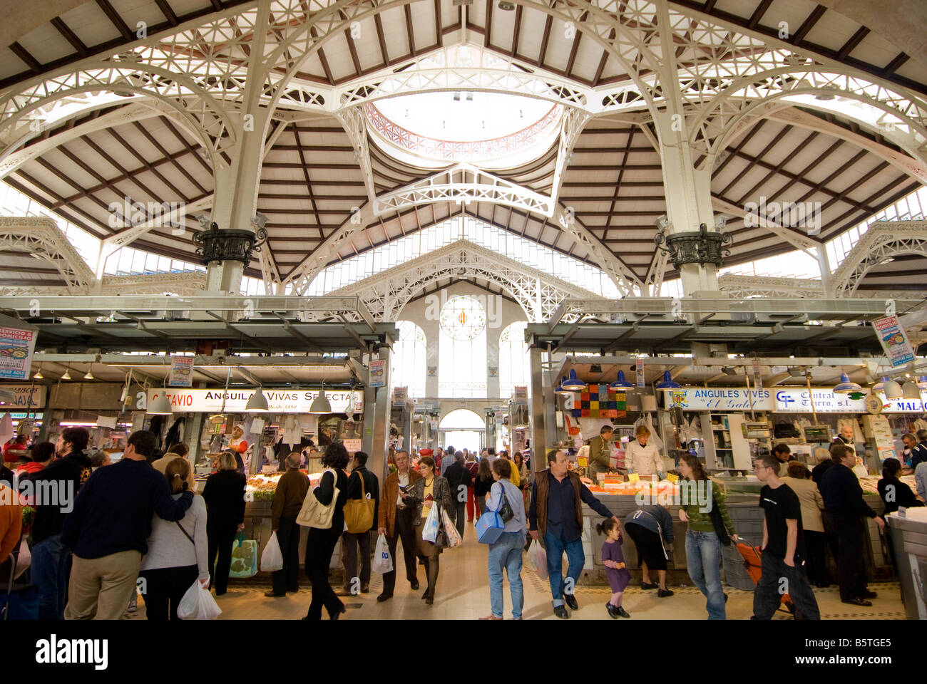 Central fish market hall Mercado Central in the historical city centre ...