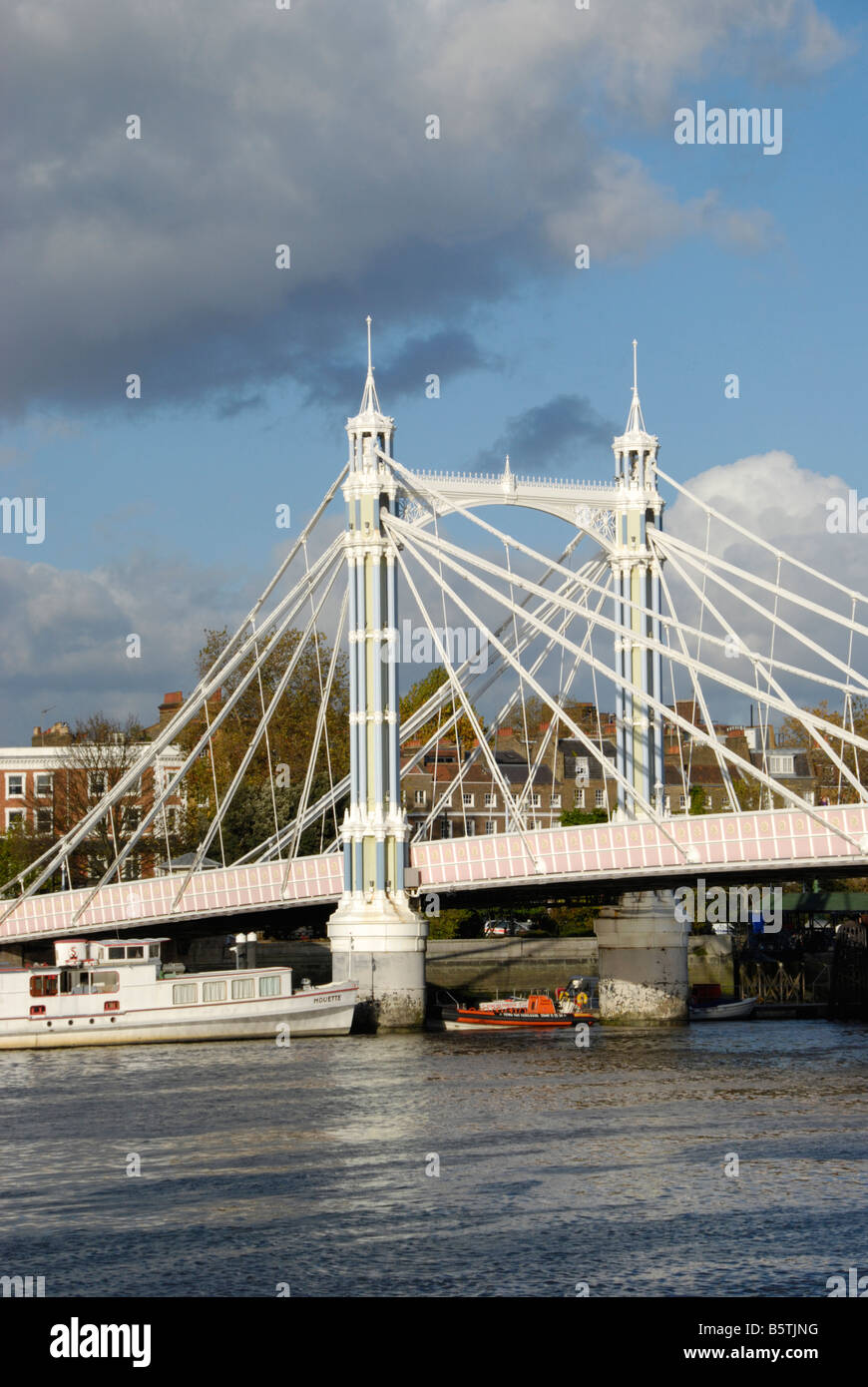 Albert Bridge Chelsea and the River Thames London England Stock Photo ...