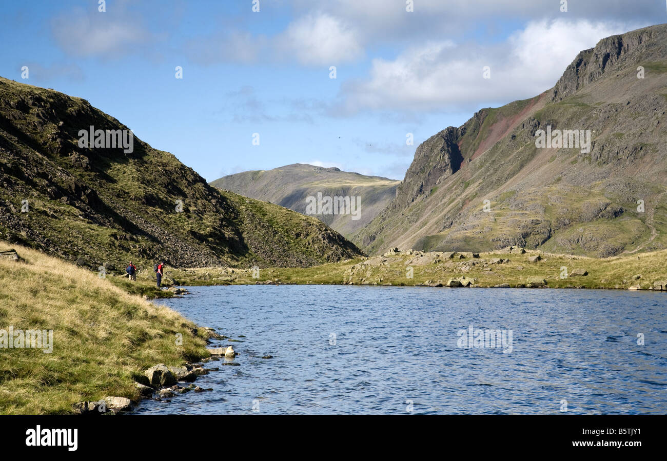"Seathwaite Fell" and the deep blue waters of "Sprinkling Tarn Stock ...