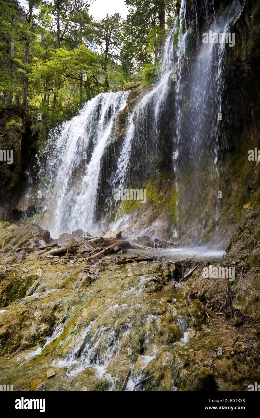 Panda Lake Waterfall in Jiuzhaigou nature reserve, Sichuan Province ...
