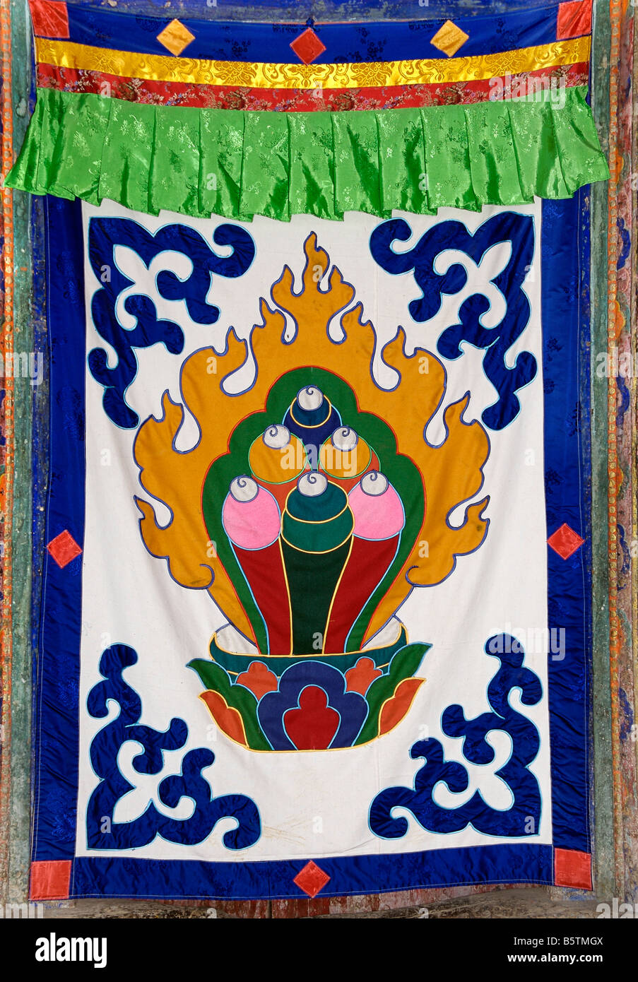 Buddhist textile hangings for sale at Drepung monastery, Lhasa, Tibet ...
