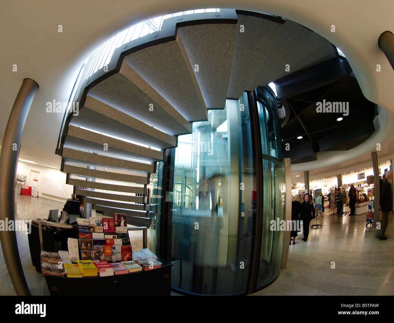 Spiral staircase is part of the new entrance pavilion in the renewed ...