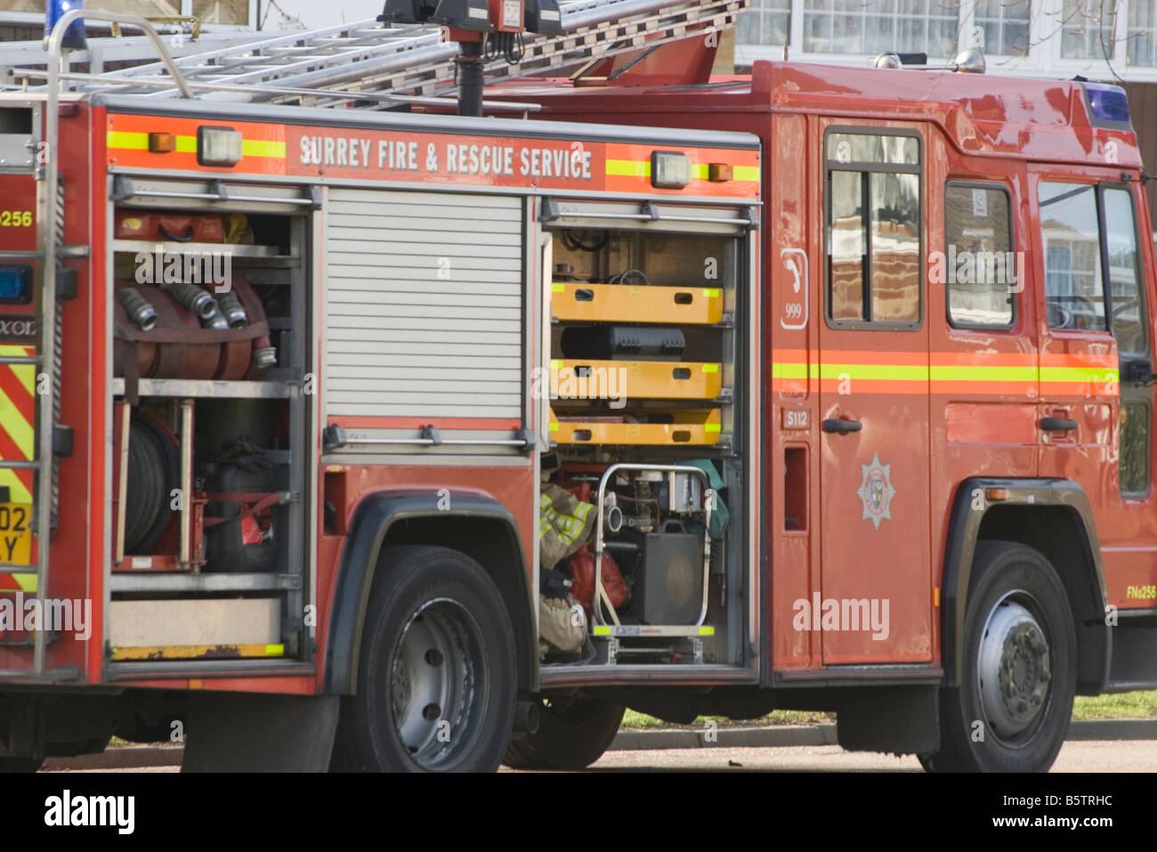 Surrey Fire and Rescue Service Fire Engine UK Tender Truck Stock Photo ...