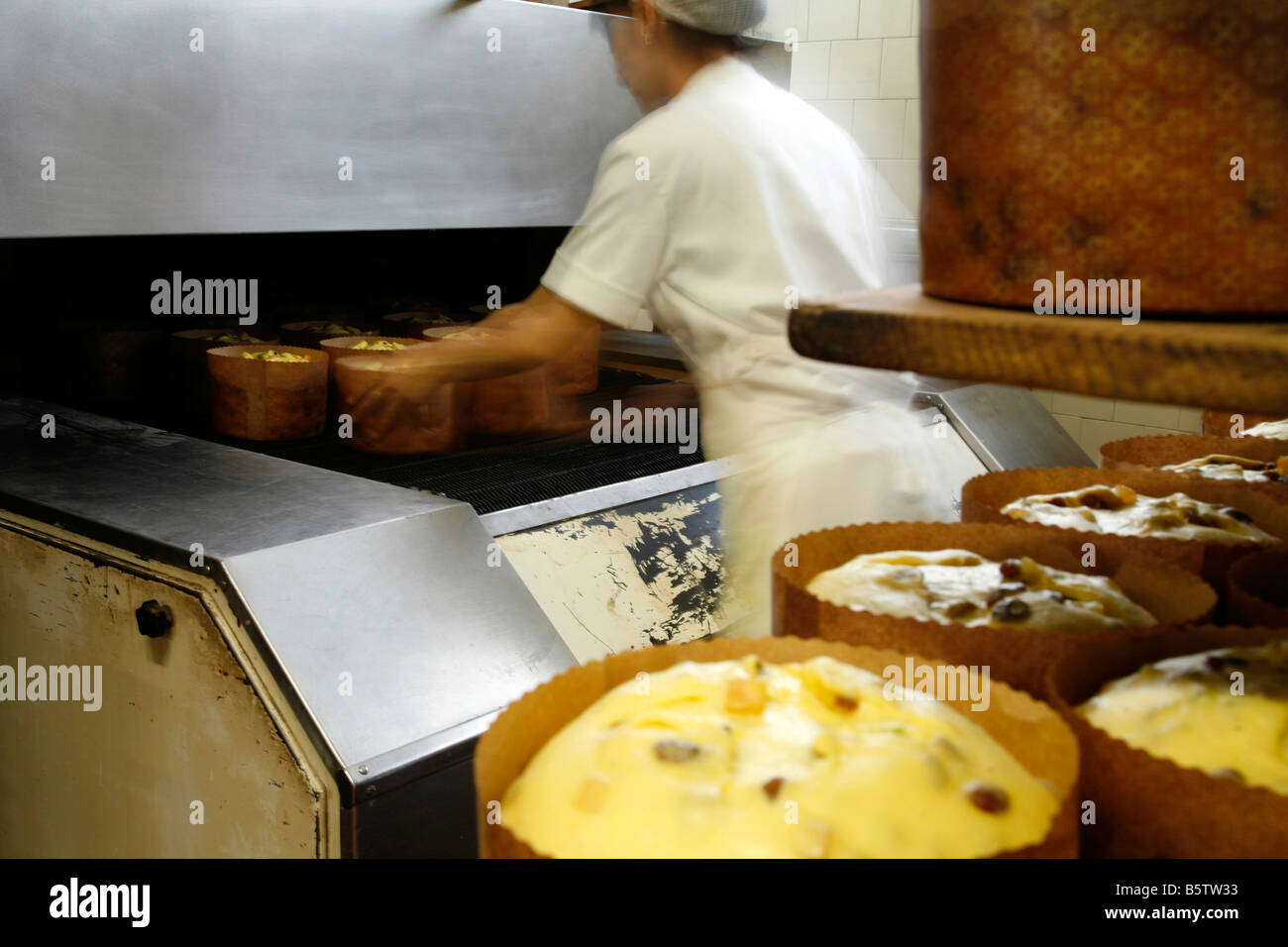 Preparation of Panettone typical Xmas dessert Panettone factory Italy ...
