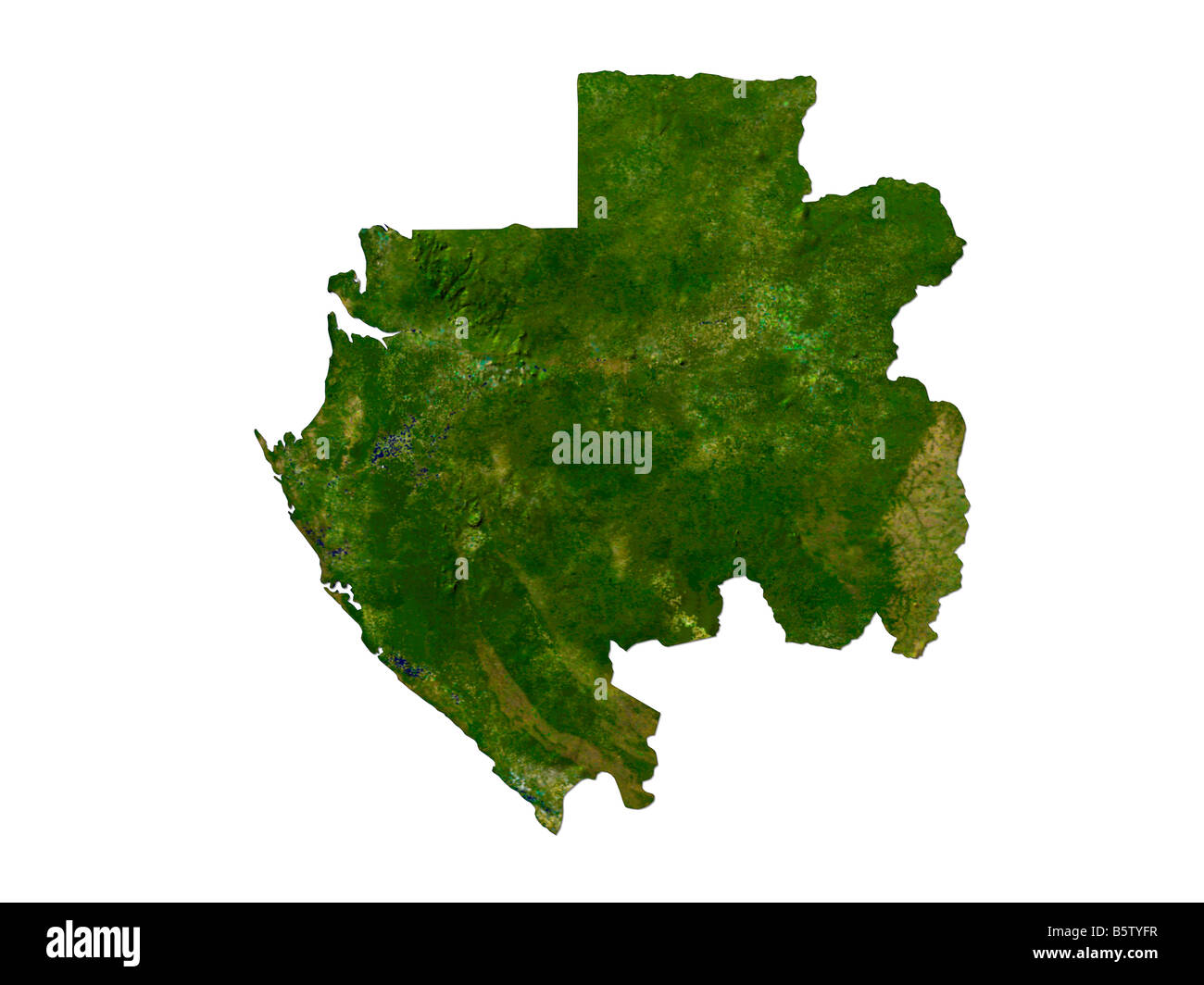 Satellite Image Of Gabon Isolated On White Background Stock Photo - Alamy
