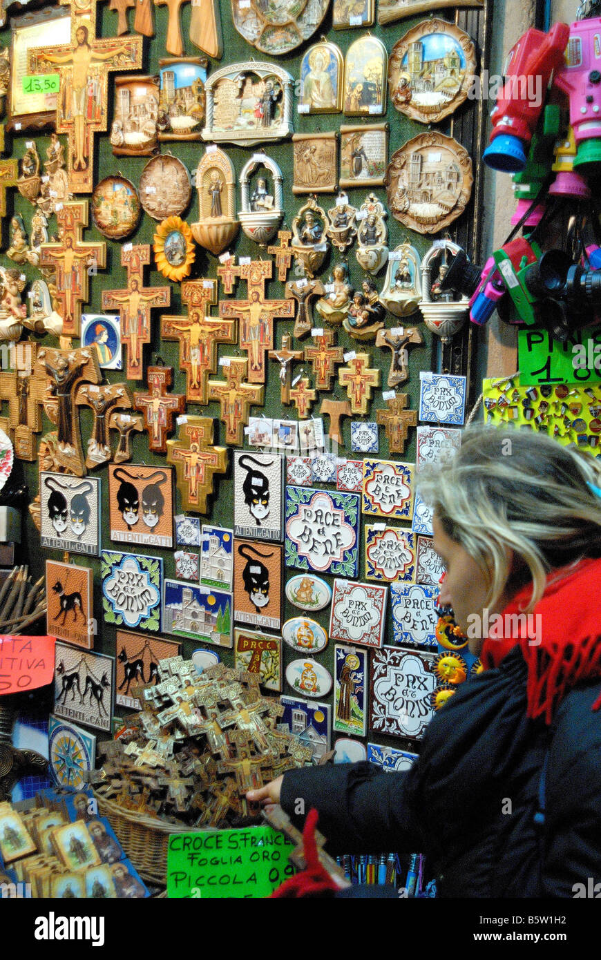 Crucifix shop Assisi Umbria Italy Stock Photo - Alamy