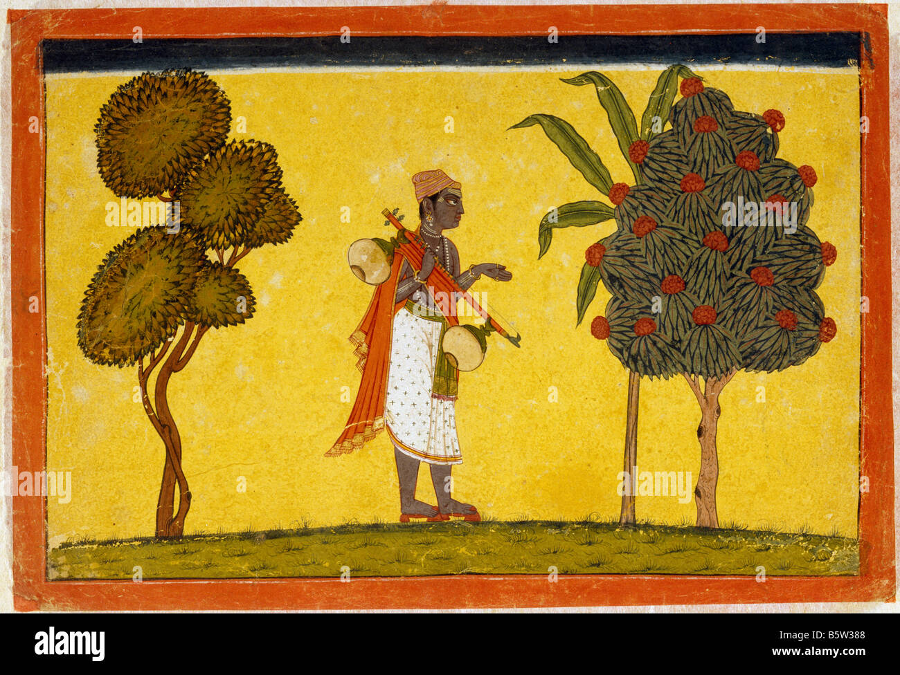 Madhava with a Vina in forest. Madhava Kamakandala Bilaspur c. 1725 a.d ...
