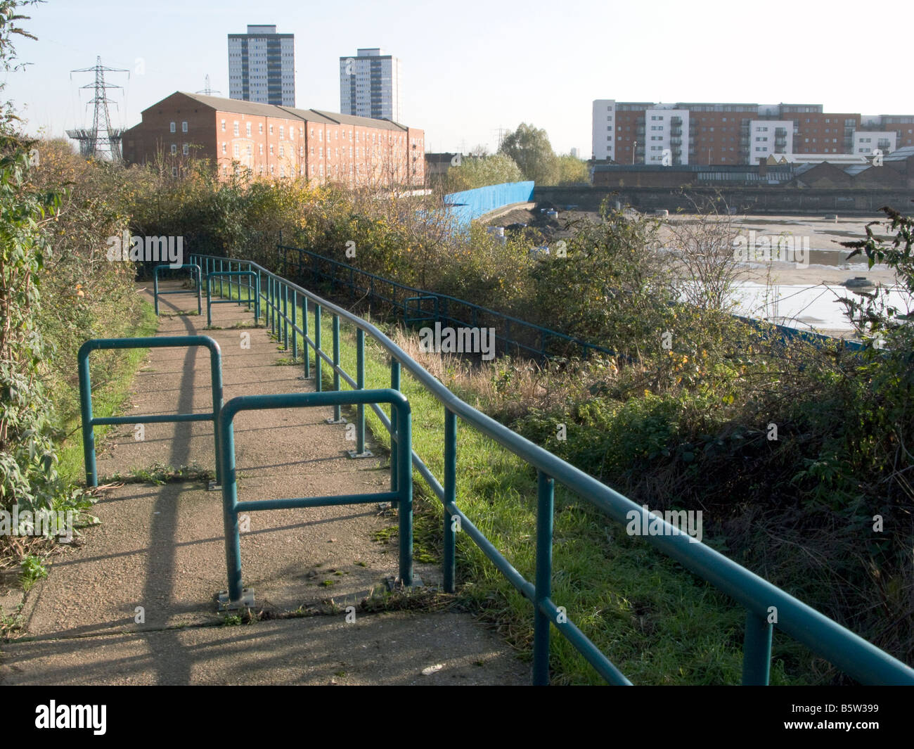 UK Housing by canal near the Greenway pathway by the Olympic Park ...