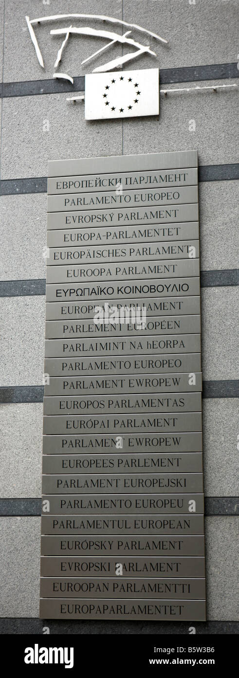 European Parliament sign Stock Photo - Alamy