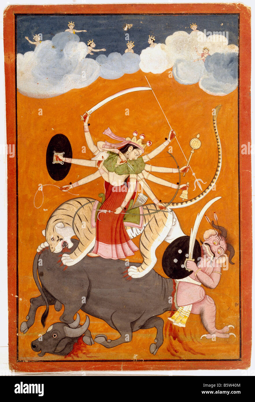 Mahishasura Mardini Devi Mahamya shows multi-armed figure on tiger with ...