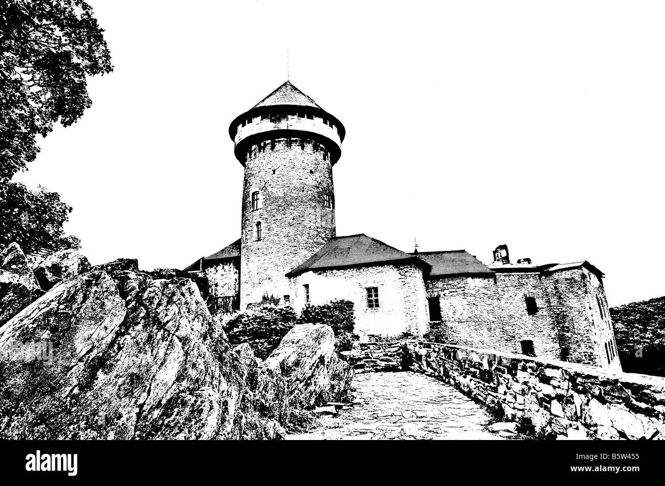 Gothic architecture illustration Black and White Stock Photos & Images ...