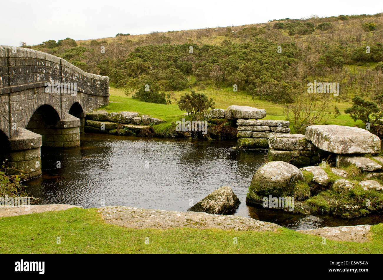 Bellever Clapper Bridge in Dartmoor National Park Stock Photo - Alamy