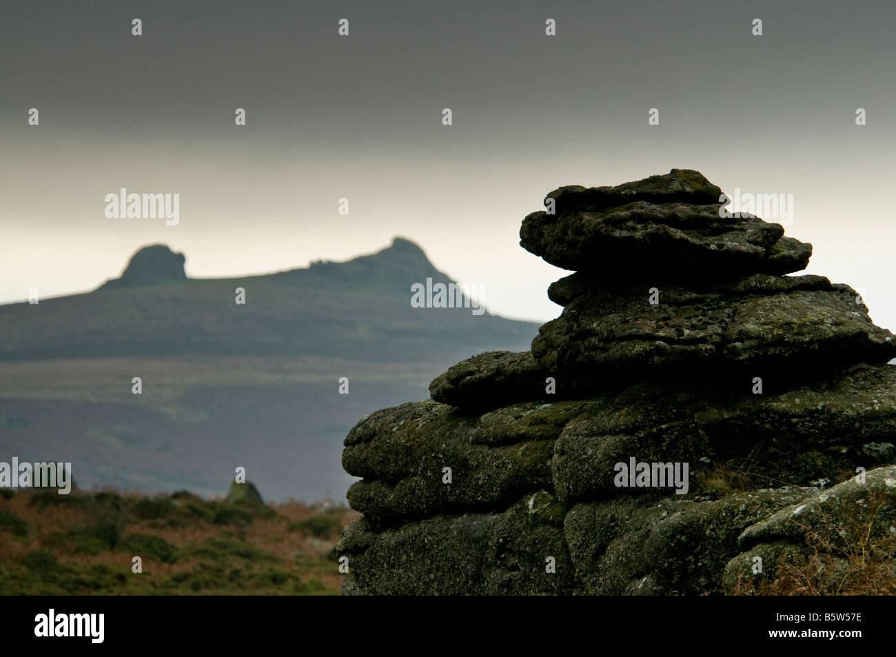 Dramatic landscape view of a tor on Dartmoor National Park Stock Photo ...