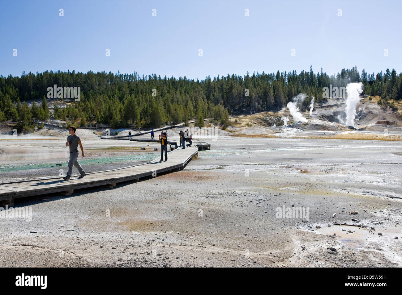 Boardwalk at Porcelain Basin, Yellowstone National Park; Wyoming; USA ...