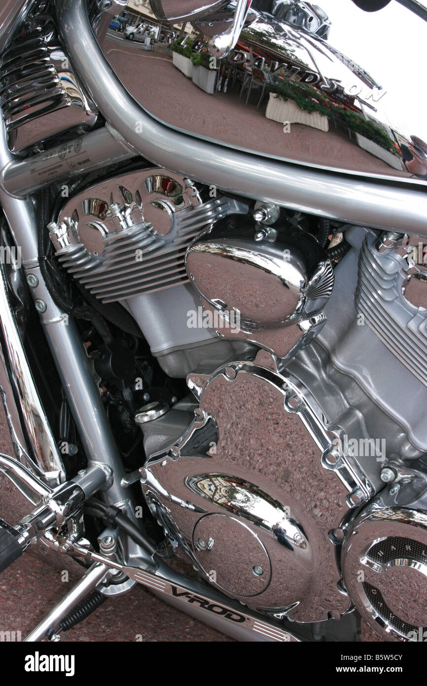 Chrome detail of Harley Davidson V-Rod motorcycle Stock Photo - Alamy