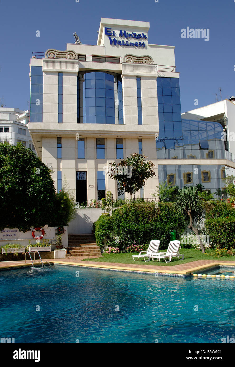 Tangier Minzah Hotel Morroco Travel Spa and swimming pool Stock Photo ...