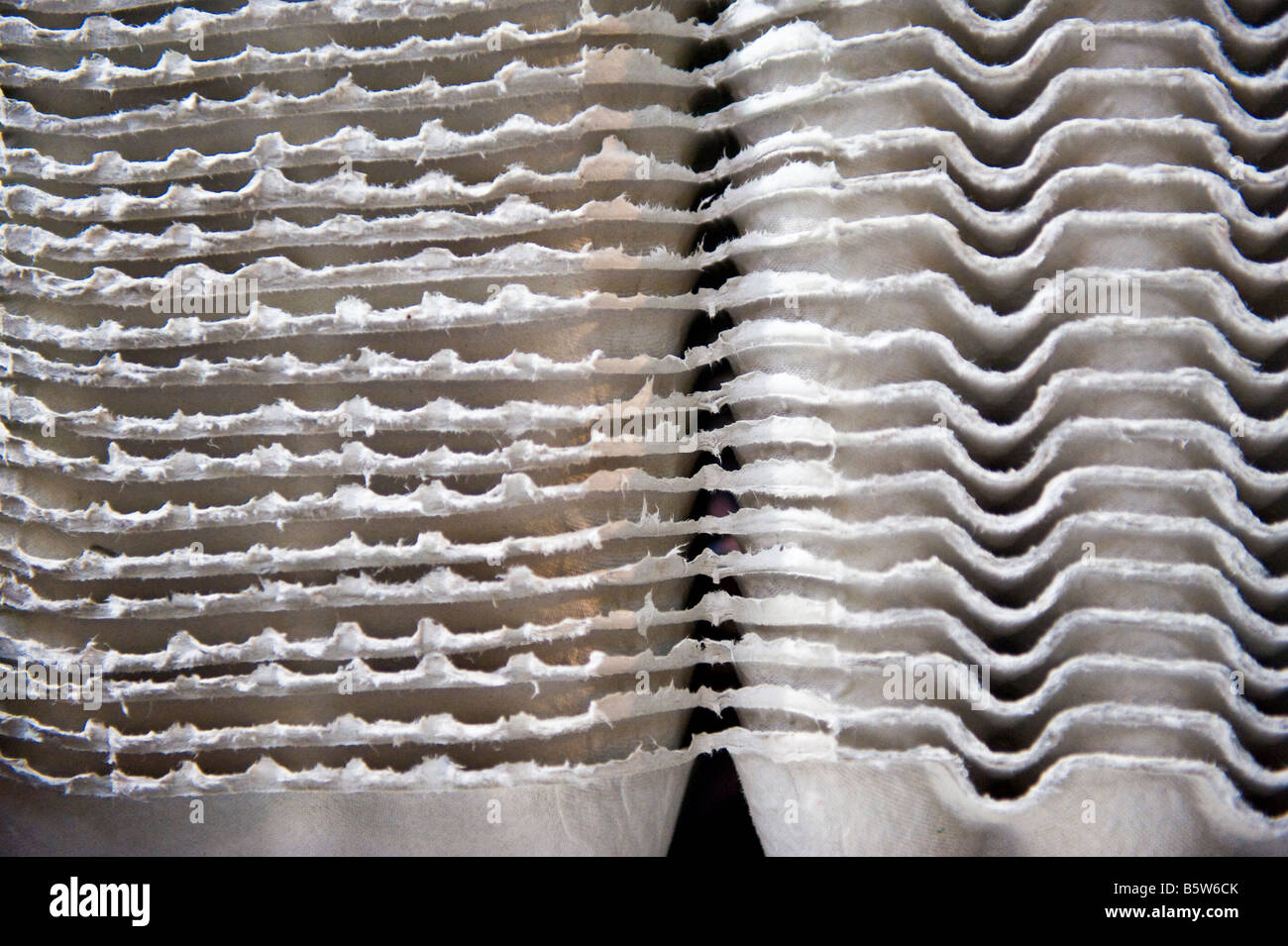 London , Borough Farmers Market , pile of empty egg boxes create an ...