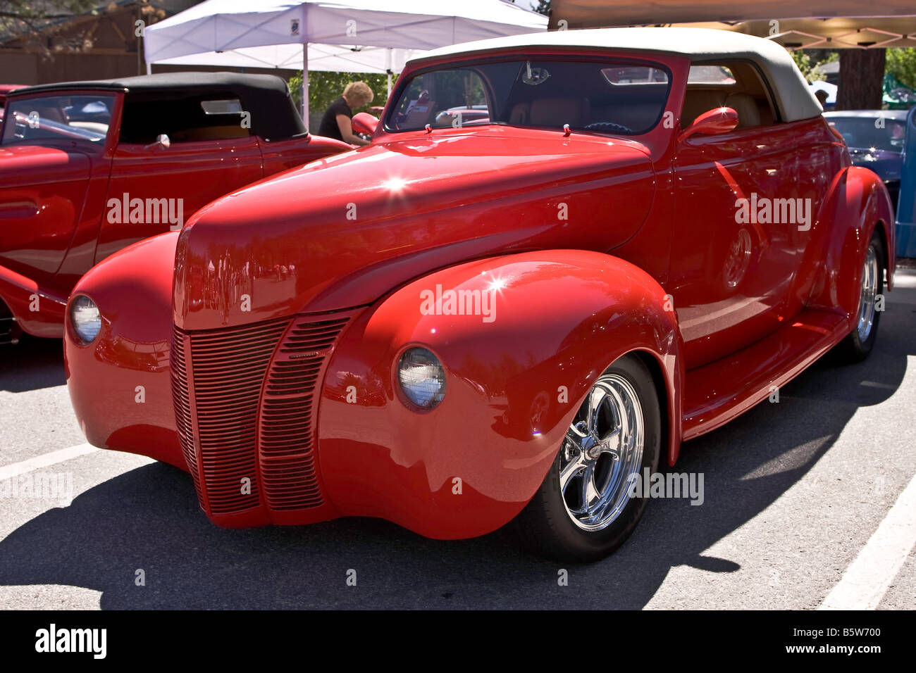 Red two door convertable coupe hot rod Stock Photo - Alamy