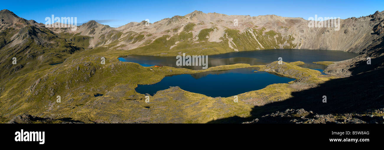 Panorama of Lake Angelus, Nelson Lakes National Park, South Island, New ...