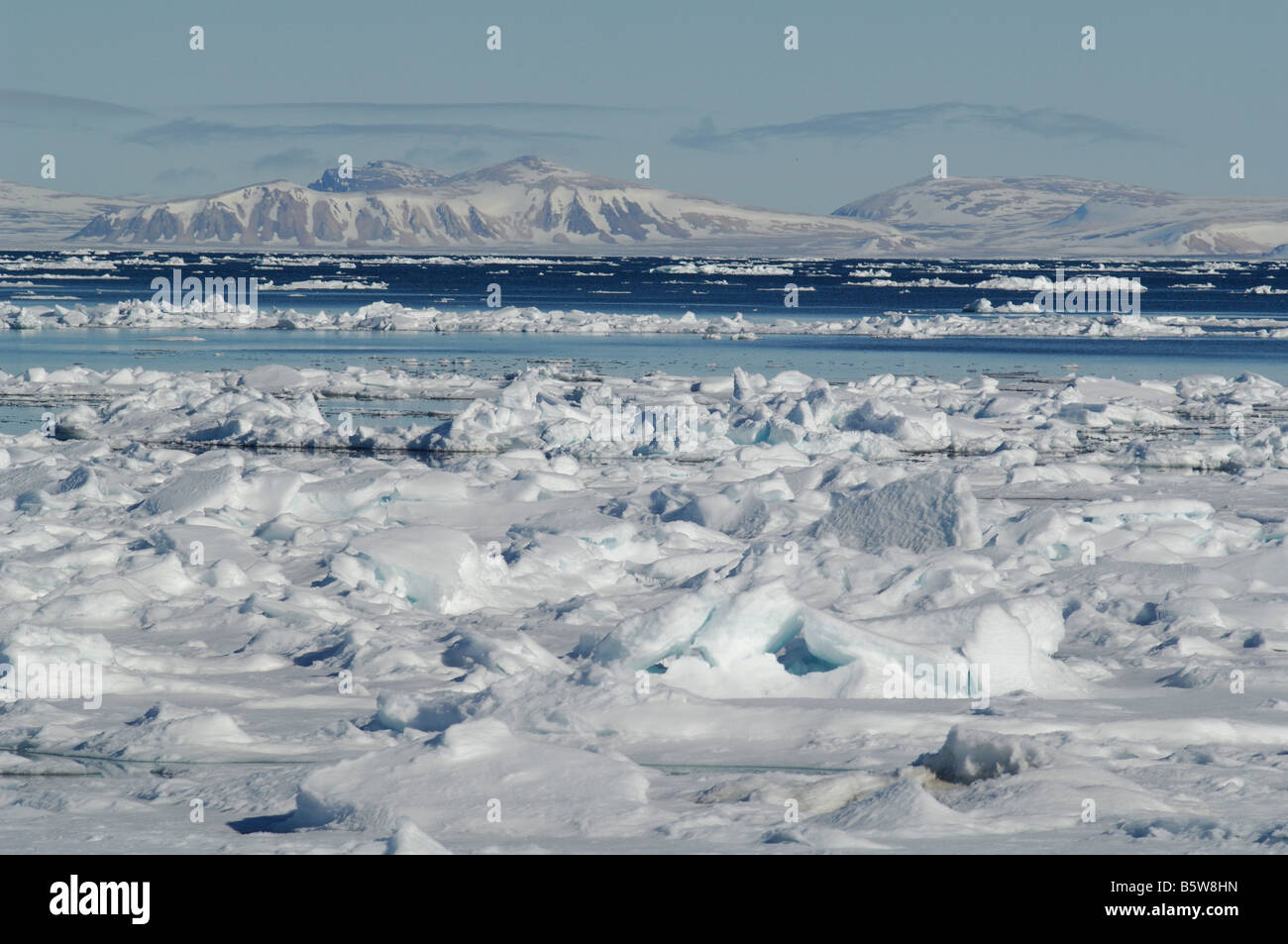 Arctic landscape, icebergs and mountains along seacoast Stock Photo - Alamy