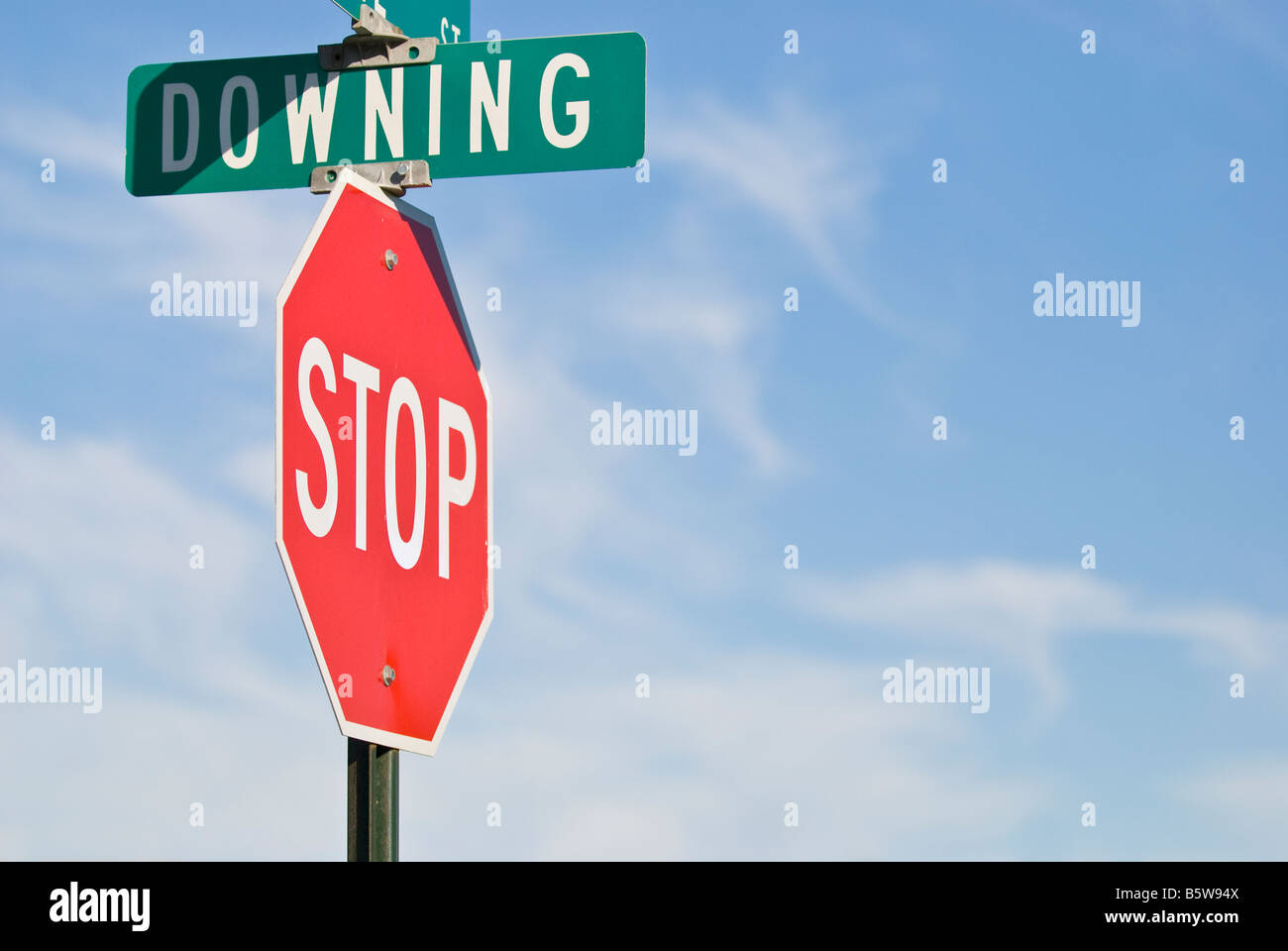 Downing Street sign with stop sign Stock Photo - Alamy
