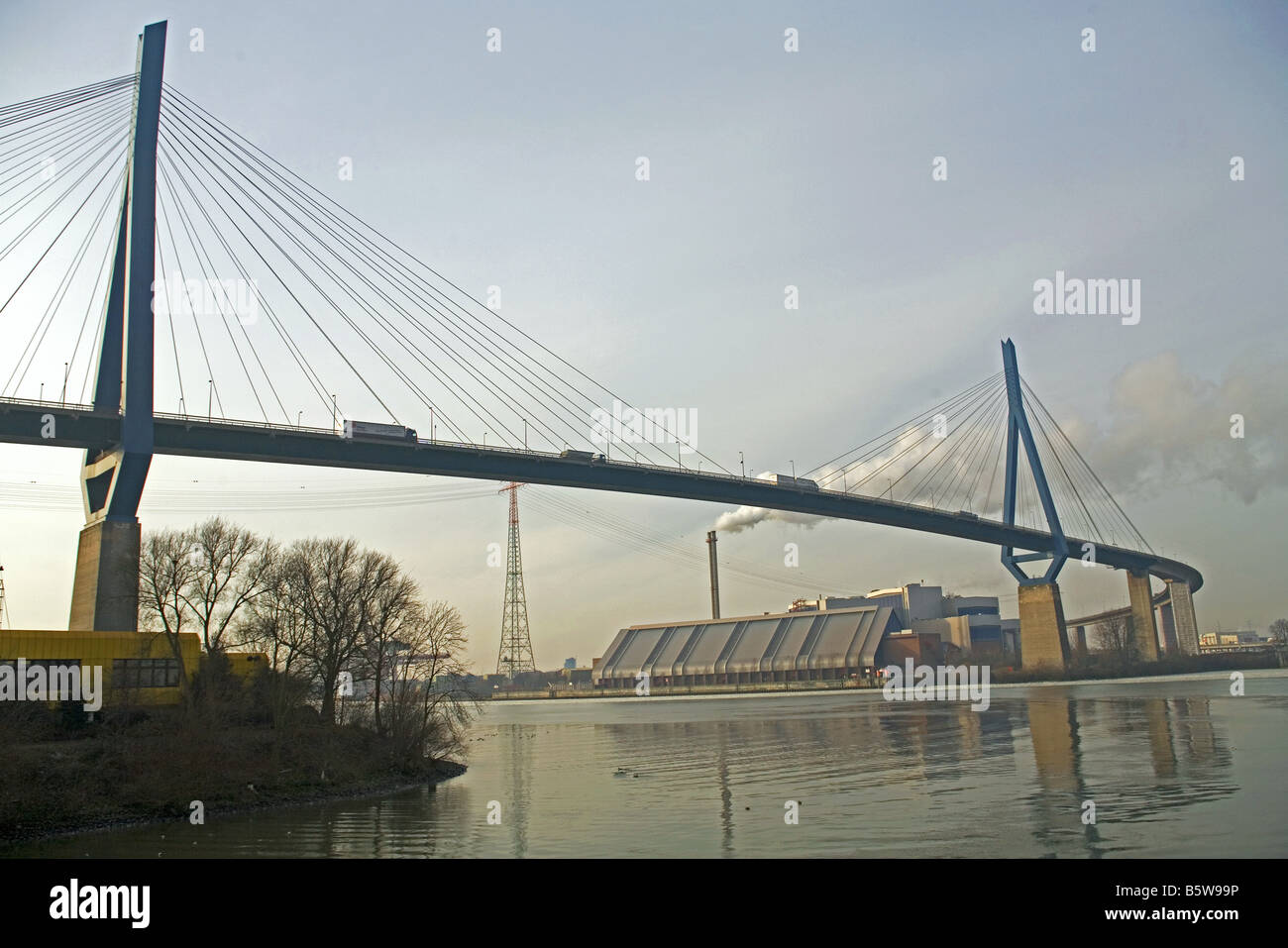 Harbor Hamburg - Köhlbrand bridge Stock Photo - Alamy