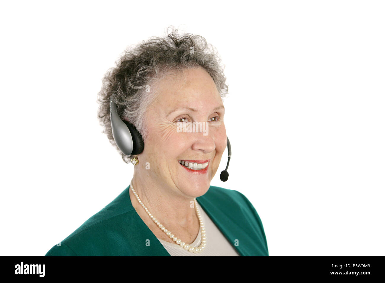 A friendly senior customer service representative Isolated on white ...