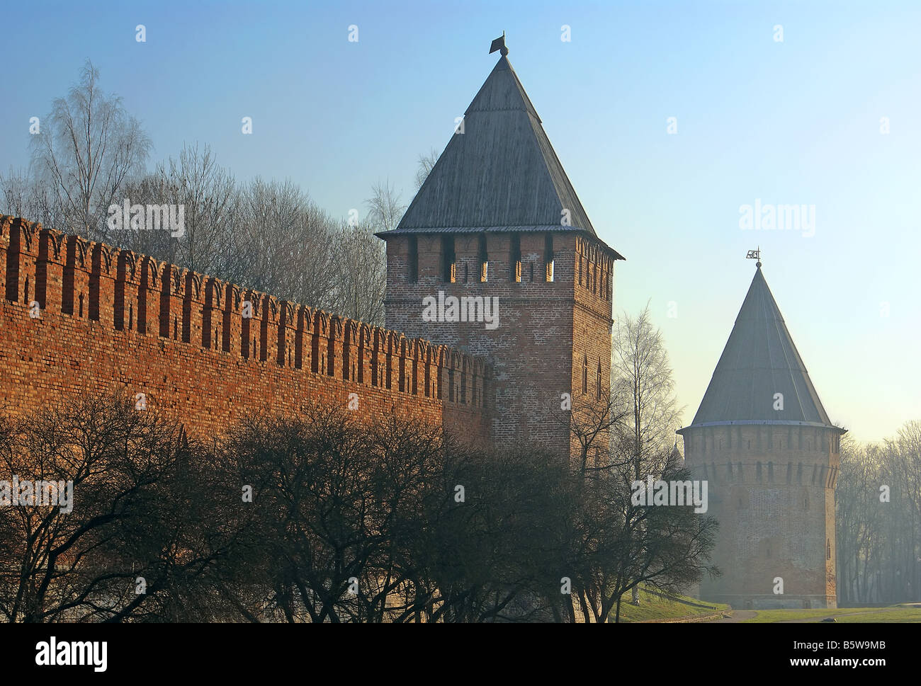 Powerful walls and guard towers guarding the peace of the city Russia ...