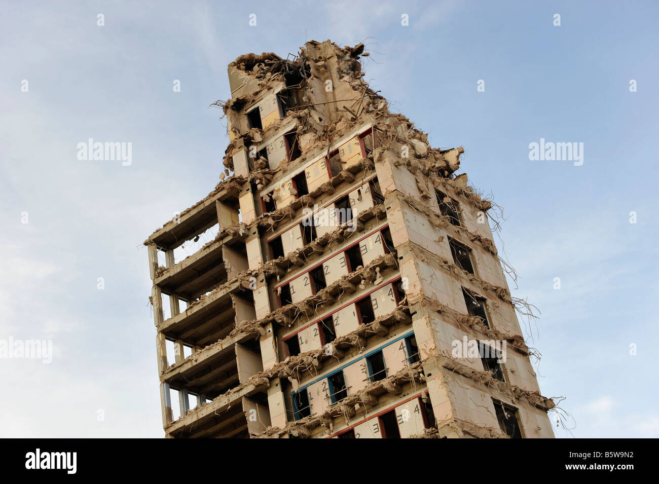 A partly demolished tower block in Birmingham West Midlands England UK ...