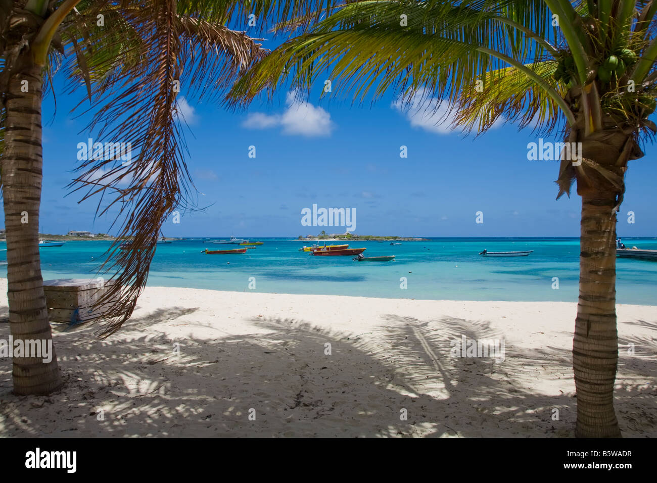 Boats in Island Harbour on the caribbean island of Anguilla in the ...